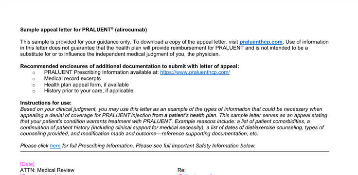 Resources for Healthcare Professionals | PRALUENT® (alirocumab) Injection